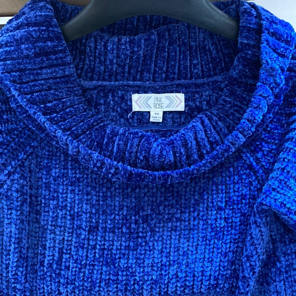 Pink Rose | Sweaters | Todaydark Violet Blue Cowl Neck Chenille Knit ...